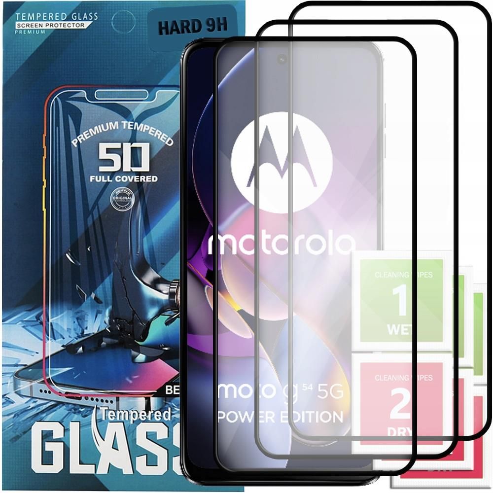 3 Sztuki Szkło Hartowane 9H Do Motorola Moto G54 54 Power Pełne 5D ...