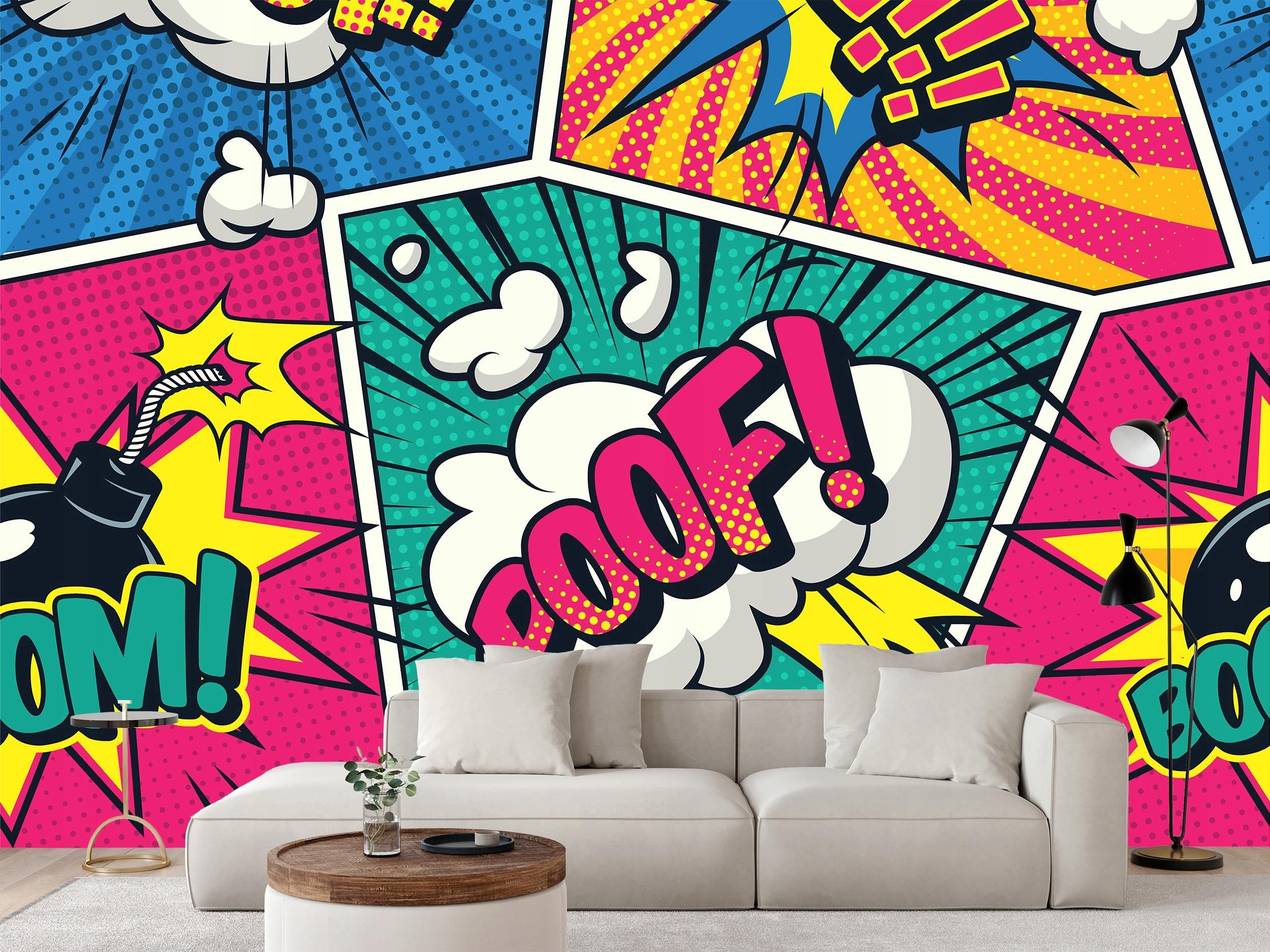 Fototapeta Kolorowy Wzór Pop-art Komiks Napisy Graffiti -- 152,5 x 104 ...