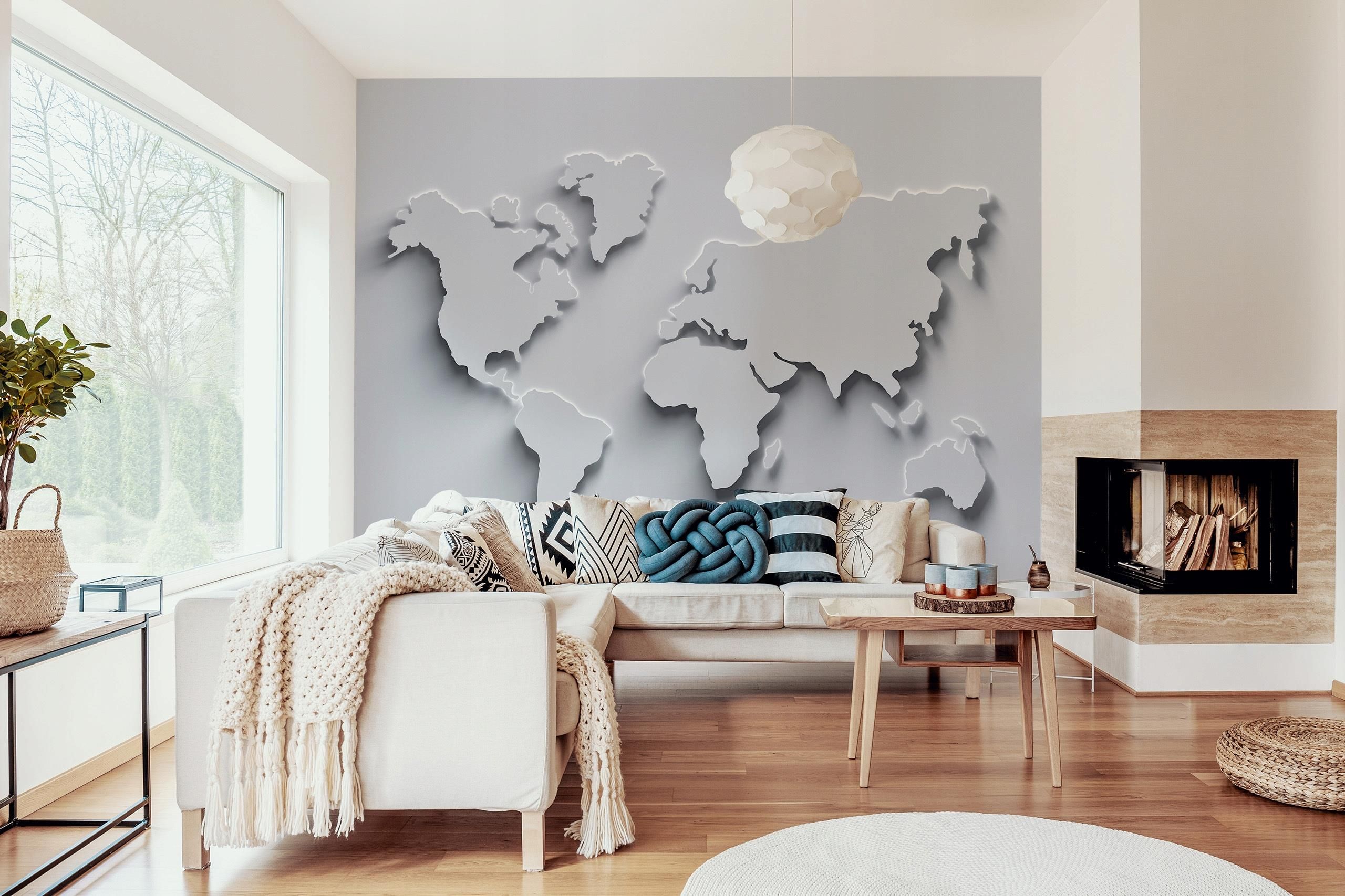 Prineo Fototapeta Ścienna Do Biura Jasna Mapa Świata Efekt 3D ...