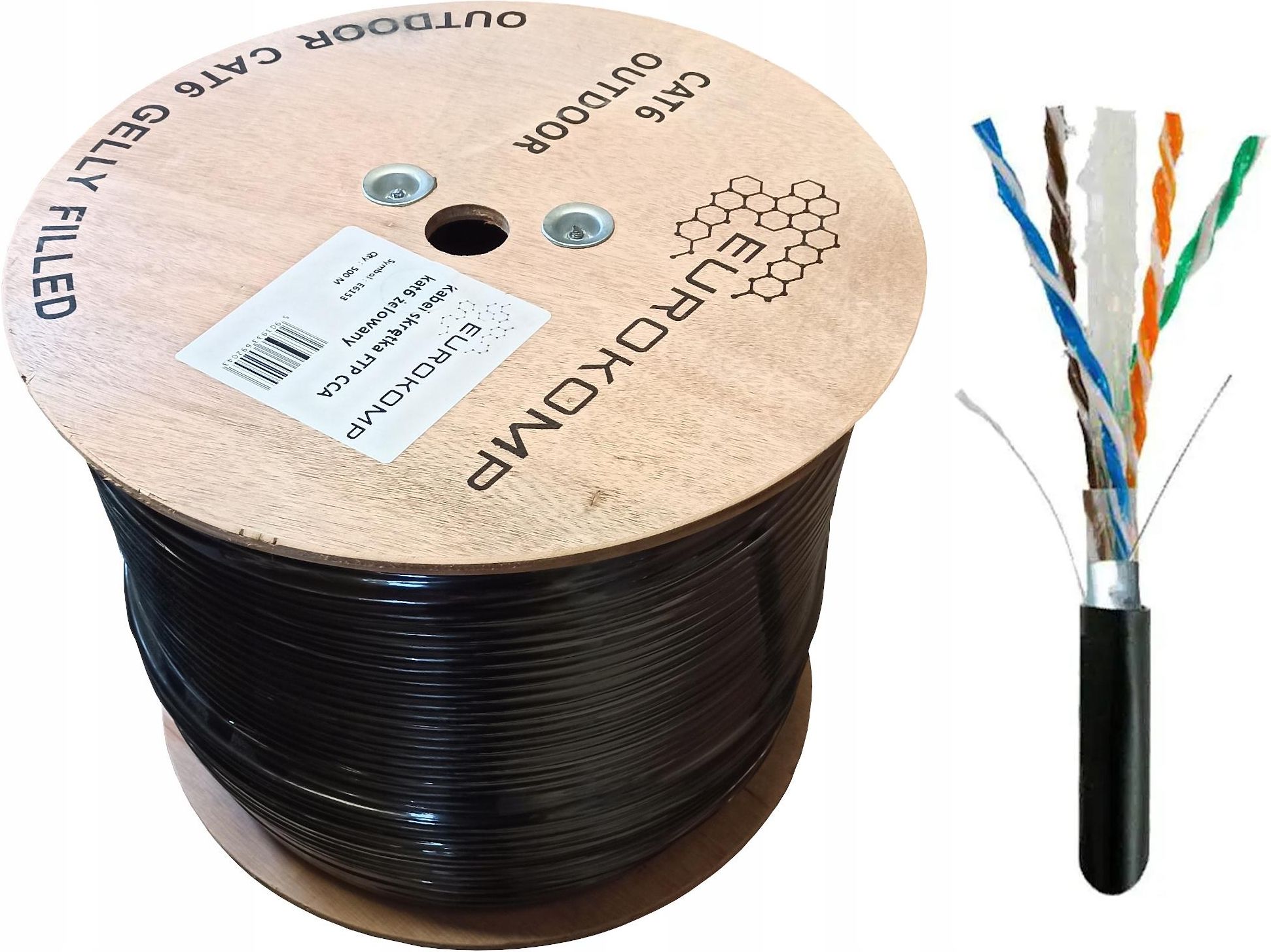 Eurokomp Przewód Ftp Zewnętrzny Żelowany RJ45 kat6 100m (E6173) - Opinie i ceny na Ceneo.pl