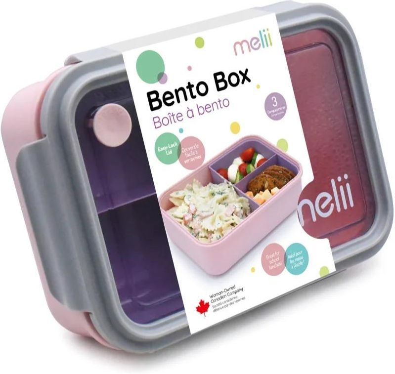 Melii Bento Box Pudełko Śniadaniowe Pink Purple Gray 1250ml - Opinie i ...