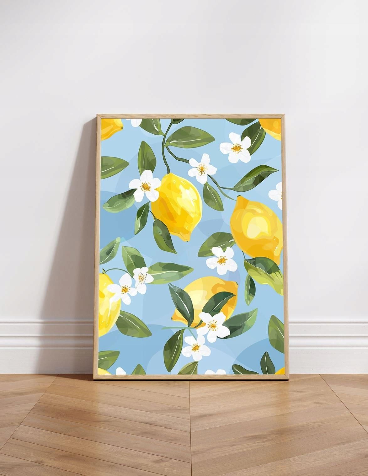Plakat botaniczny cytryny i kwiaty – pastelowe tło, vintage kuchnia ...