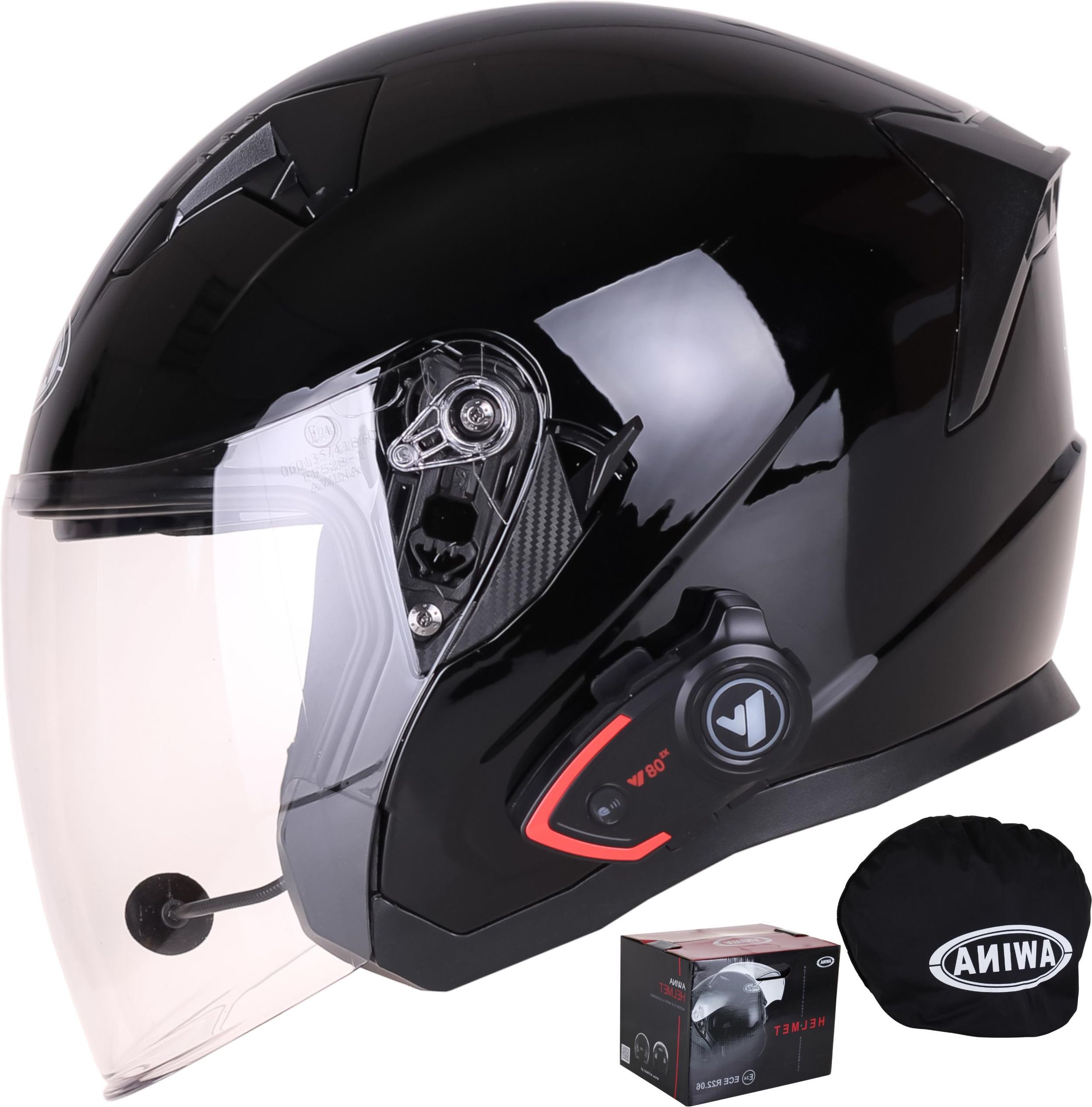 Kask motocyklowy Awina Czarny Szyba Blenda Interkom Bluetooth - Opinie ...