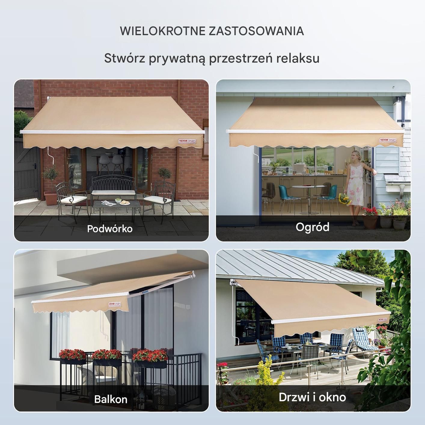 Vevor Markiza Balkonowa Ogrodowa Patio 4x2,4m 5907021434782 - Opinie i ...