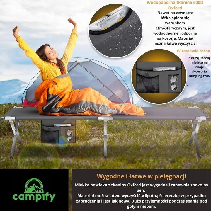 Kegel Błażusiak Łóżko Składane Polowe Premium Kanadyjka Turystyczne 150Kg Xxl Campify Cbl02 ...