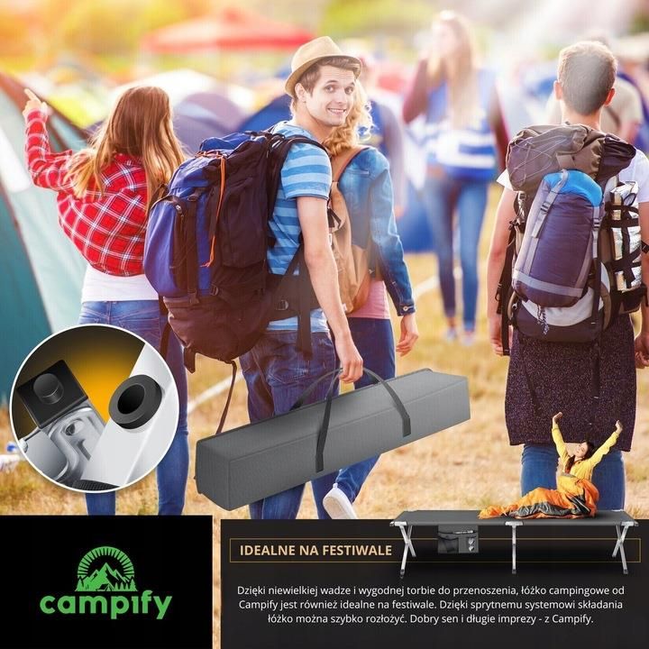 Kegel Błażusiak Łóżko Składane Polowe Premium Kanadyjka Turystyczne 150Kg Xxl Campify Cbl02 ...