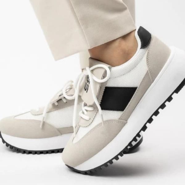 Biało - czarne buty sportowe sneakersy na platformie 2214S - Ceny i ...