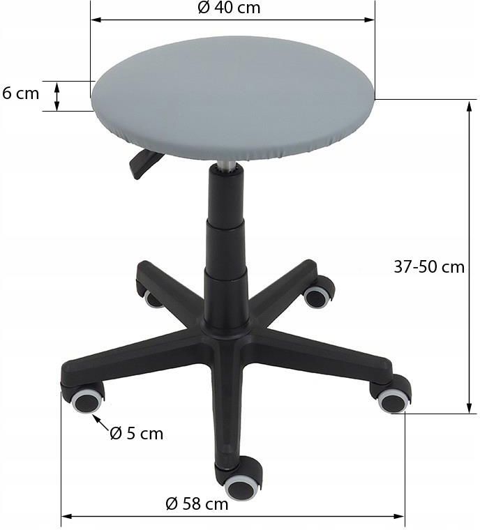 Mazu Taboret Obrotowy Ekoskóra D22 Jasnoszara , Podstawa Czarna Stopki ...