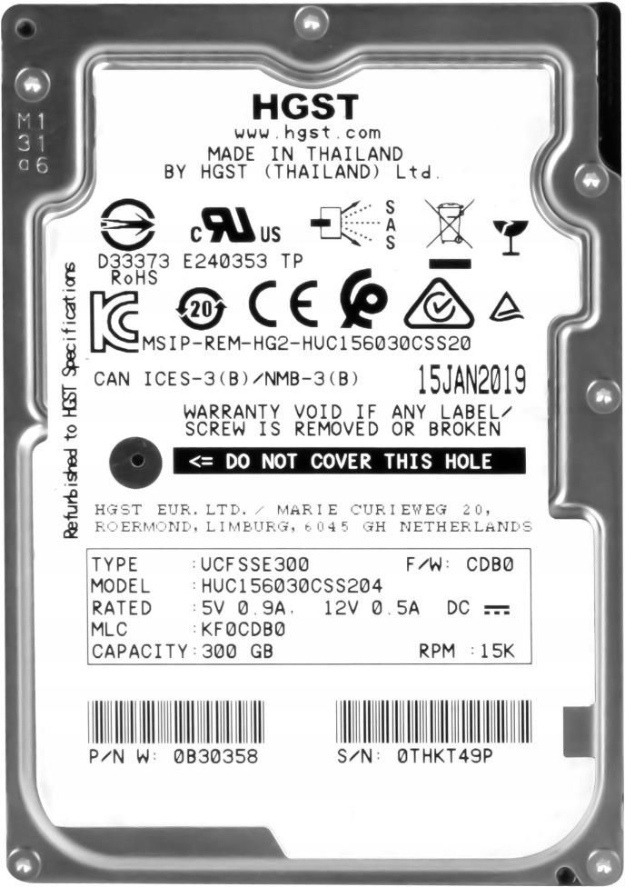 Dysk serwerowy Hgst UltraStar C15K600 300GB 15K 128MB 2.5'' SAS-3 ...