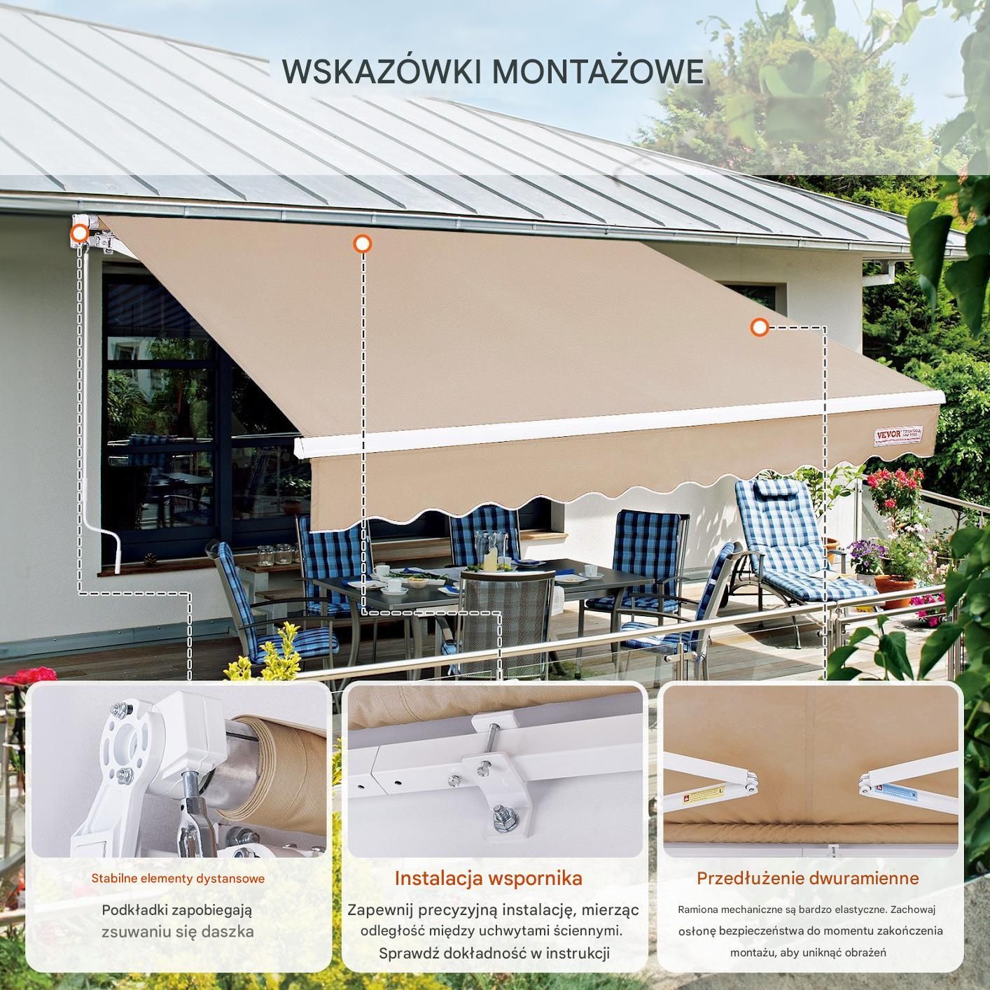 Vevor Markiza Balkonowa Patio Beżowa 3x2,4m - Opinie i ceny na Ceneo.pl