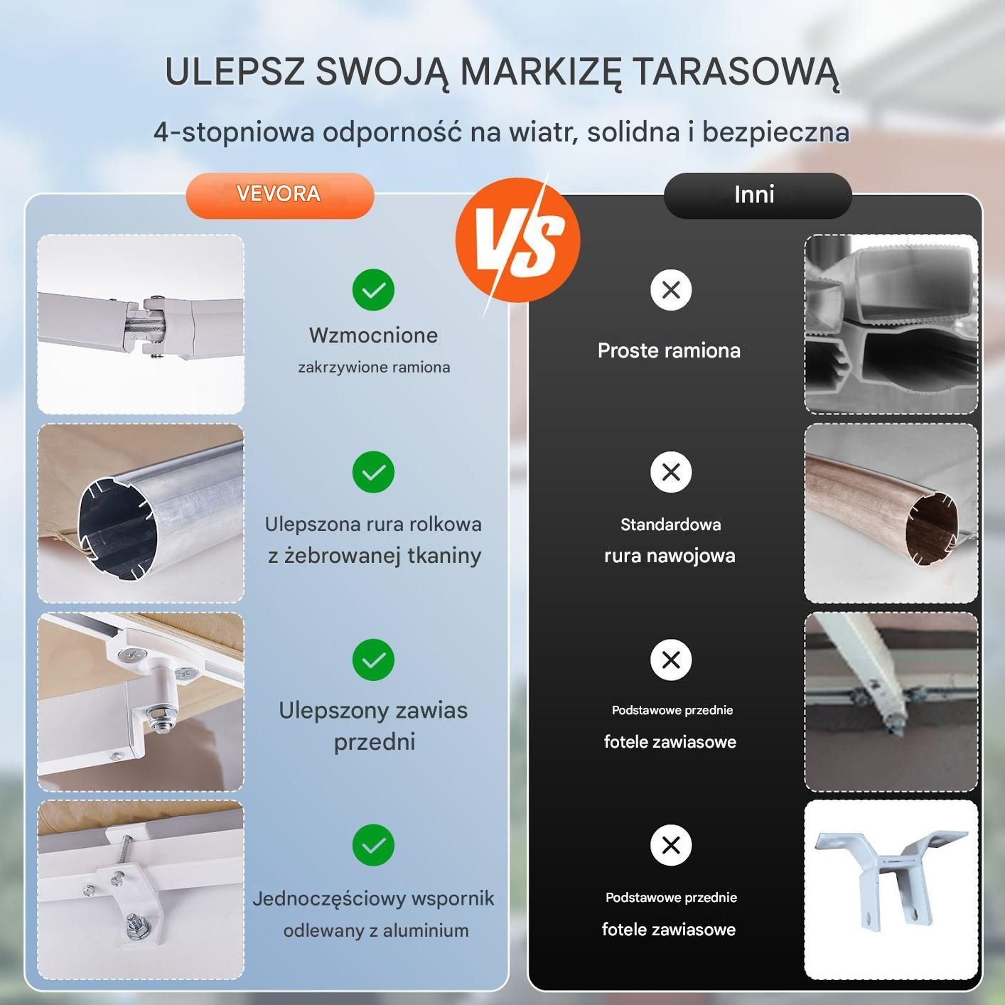 Vevor Markiza Balkonowa Patio Beżowa 3x2,4m - Opinie i ceny na Ceneo.pl