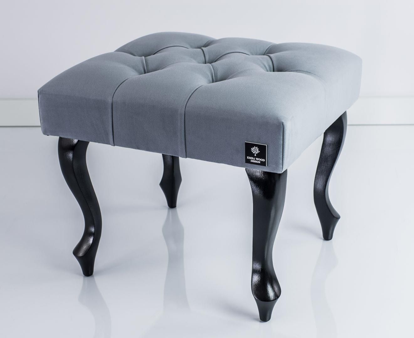 Edite Meble Taboret Pikowany Kolor Czarny Siedzisko Popiel Lpp-0 (LPP0 ...