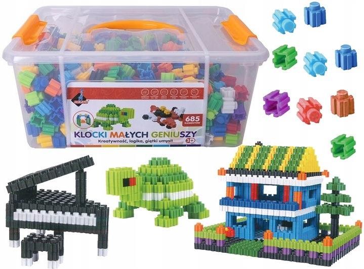 Askato Klocki Konstrukcyjne Małych Geniuszy 685 El. Box + Walizka ...