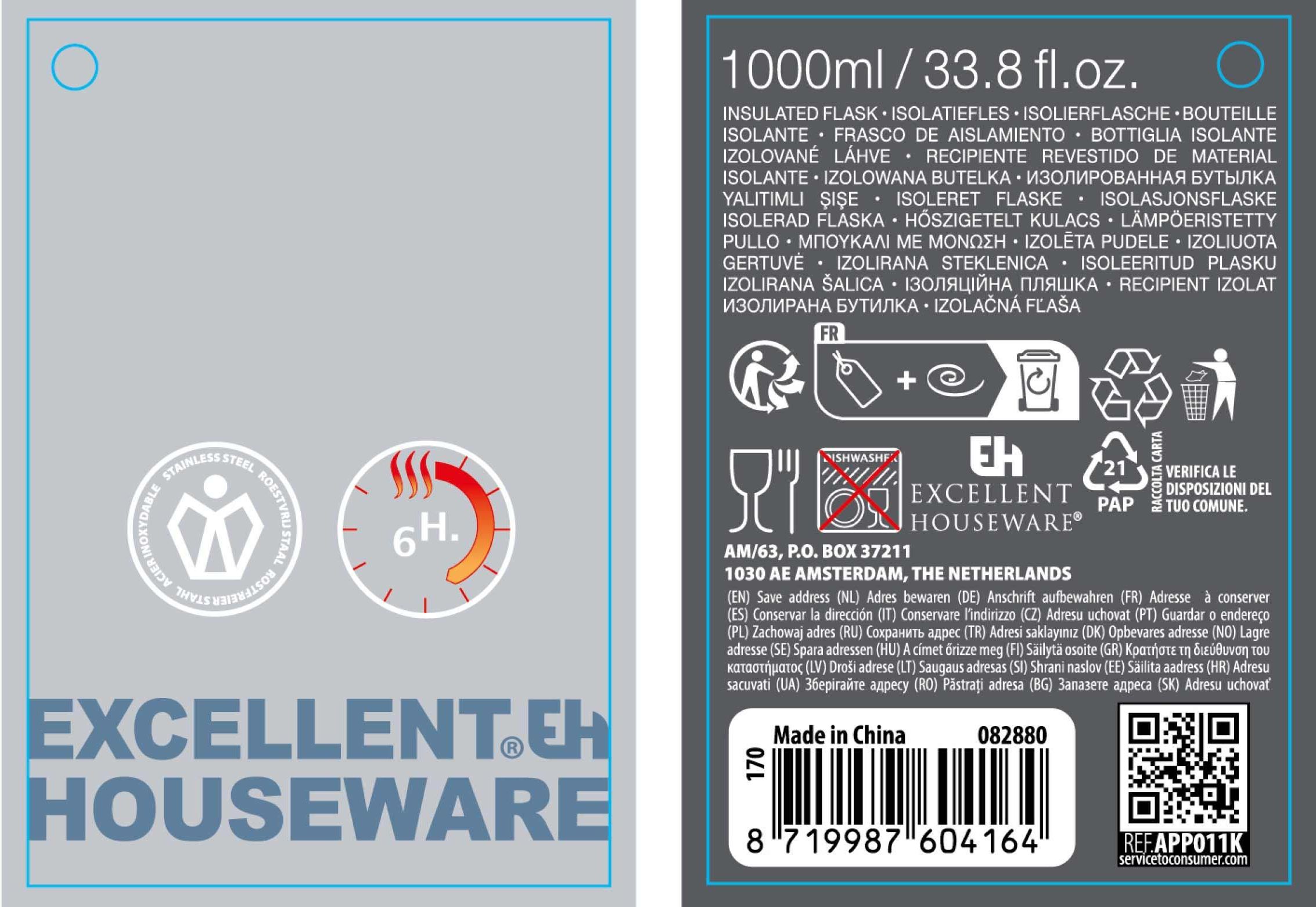 Eh Excellent Houseware Termos Turystyczny Z Kubkiem, 6 H, 1L - Ceny i ...
