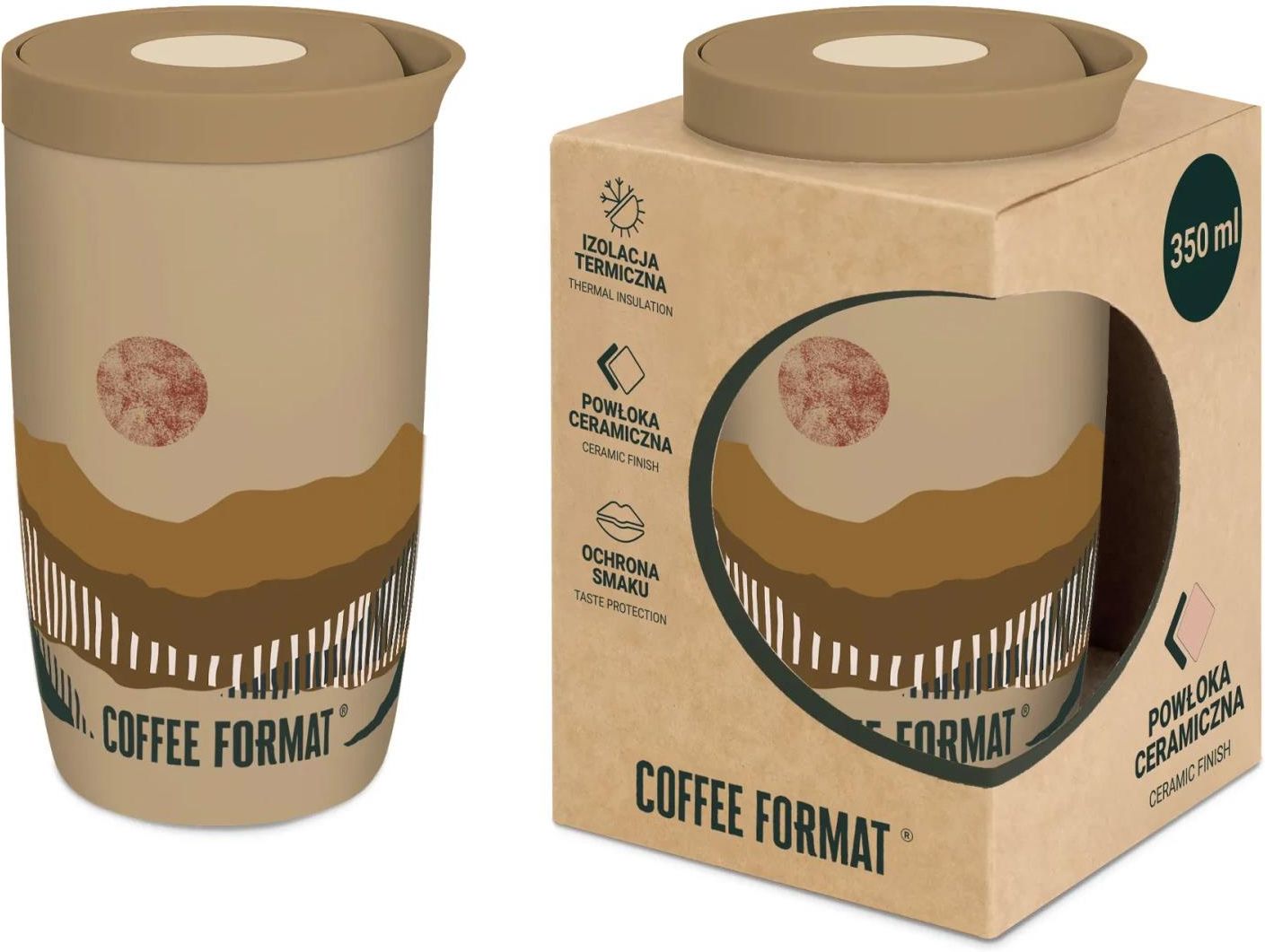 Coffee Format Brązowy Kubek Termiczny Z Motywem Abstrakcyjnym 350Ml ...