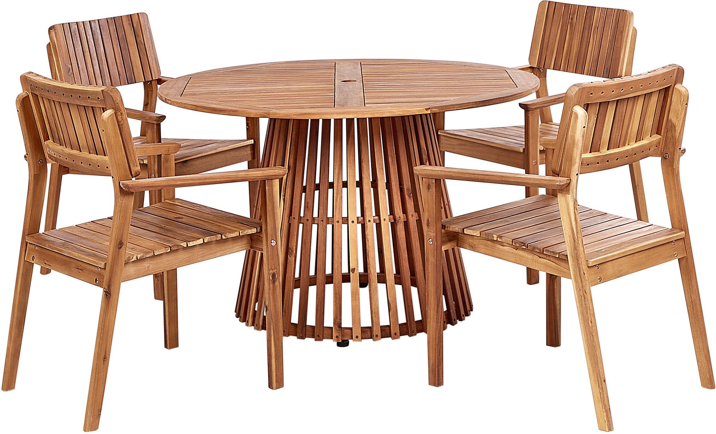 Zestaw mebli ogrodowych Beliani Zestaw Ogrodowy Dla 4 Osób Agello Drewno Akacjowe Brązowy 511117 ...