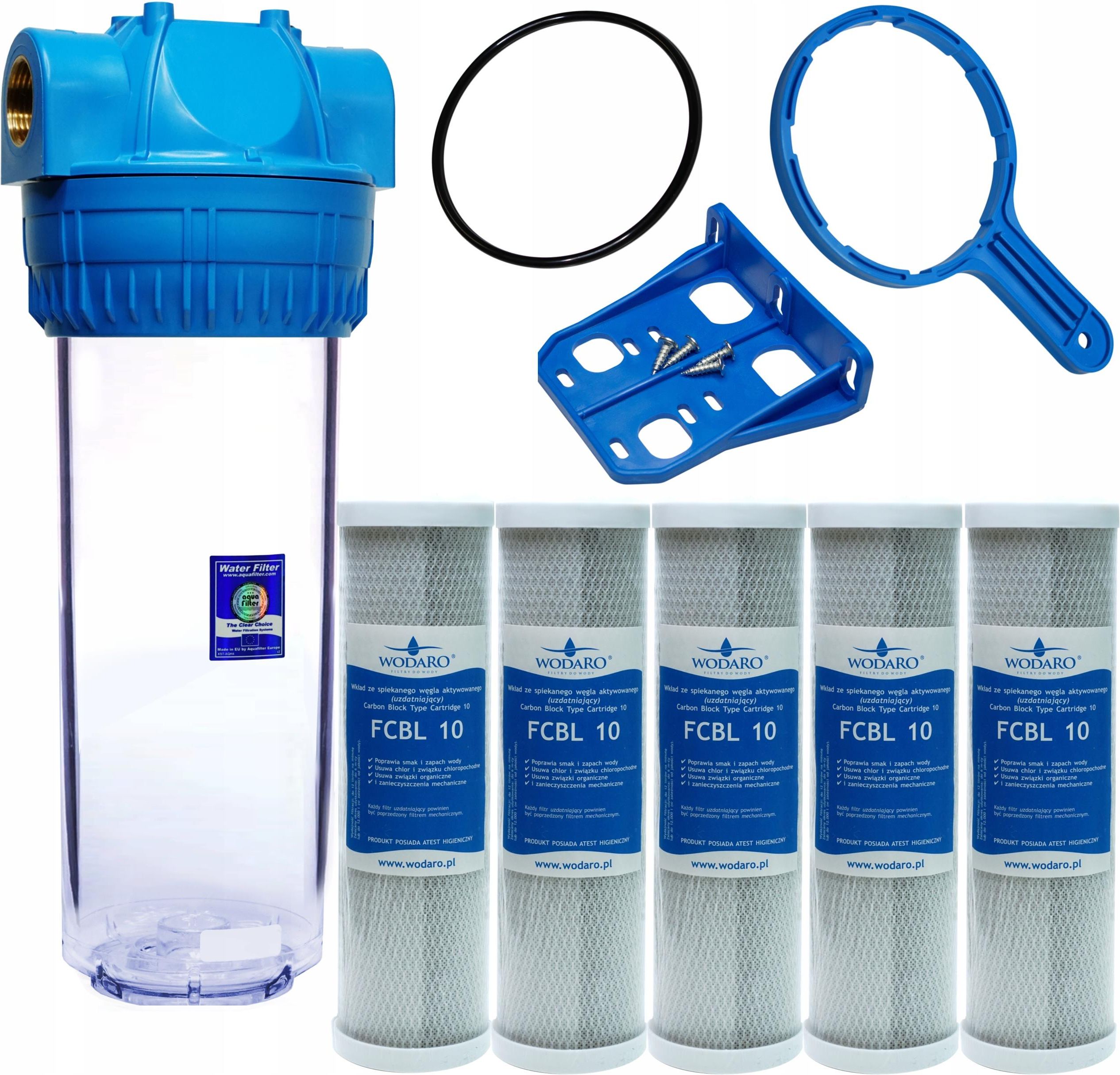 Aquafilter Korpus Narurowy 3/4″ Filtr Wody Z 5X Wkładami Węglowymi Blok ...