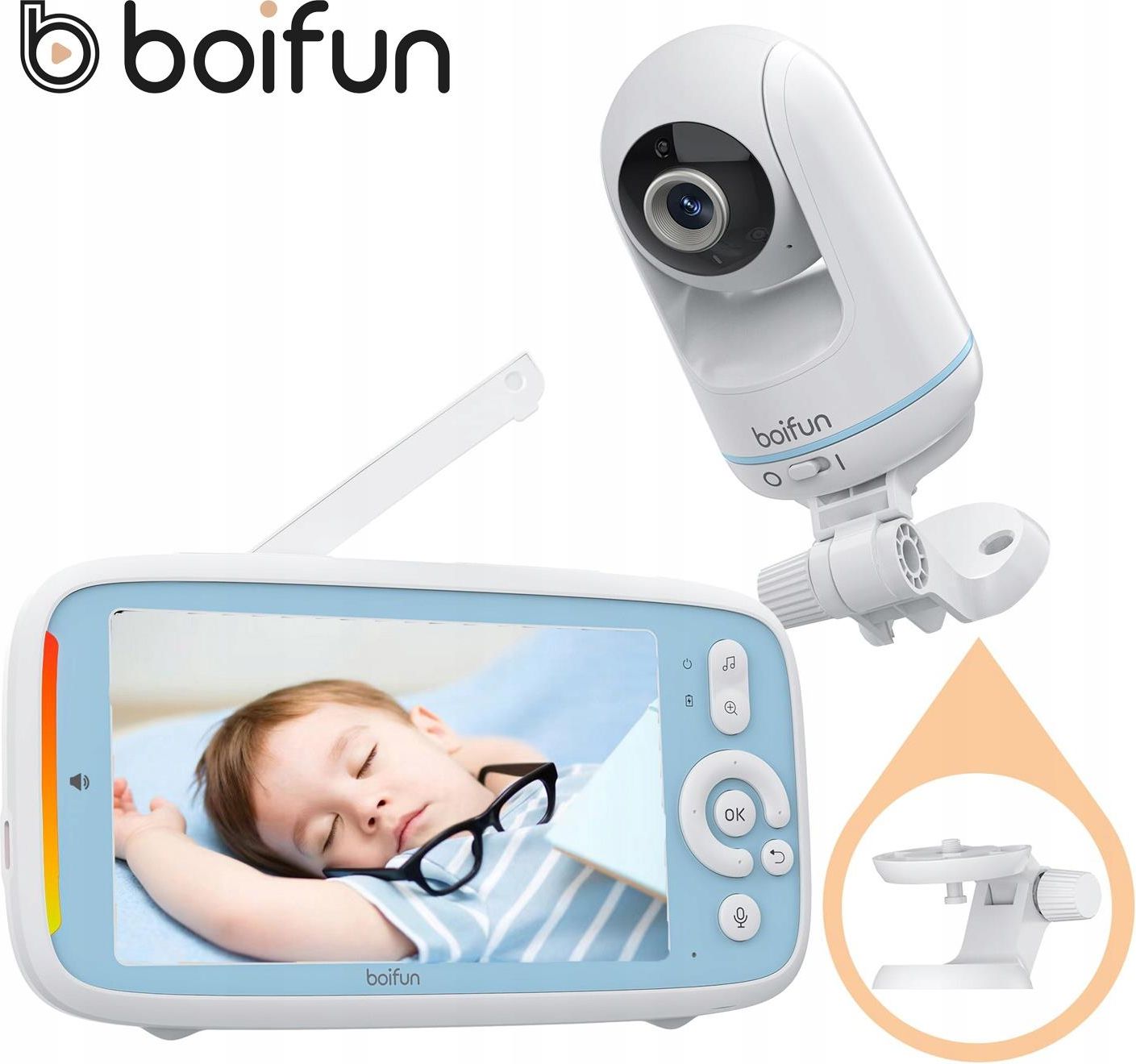 Boifun Niania Elektroniczna Z Kamerą 360° Obrotowa Full Hd Monitor Lcd ...
