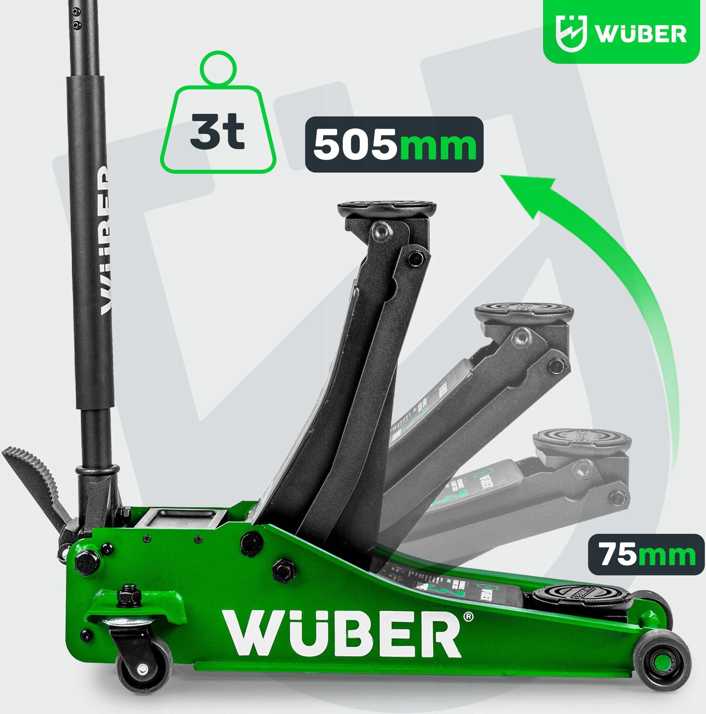 Wuber Podnośnik Samochodowy Lewarek Żaba Niskoprofilowy 3 Tony Zakres ...