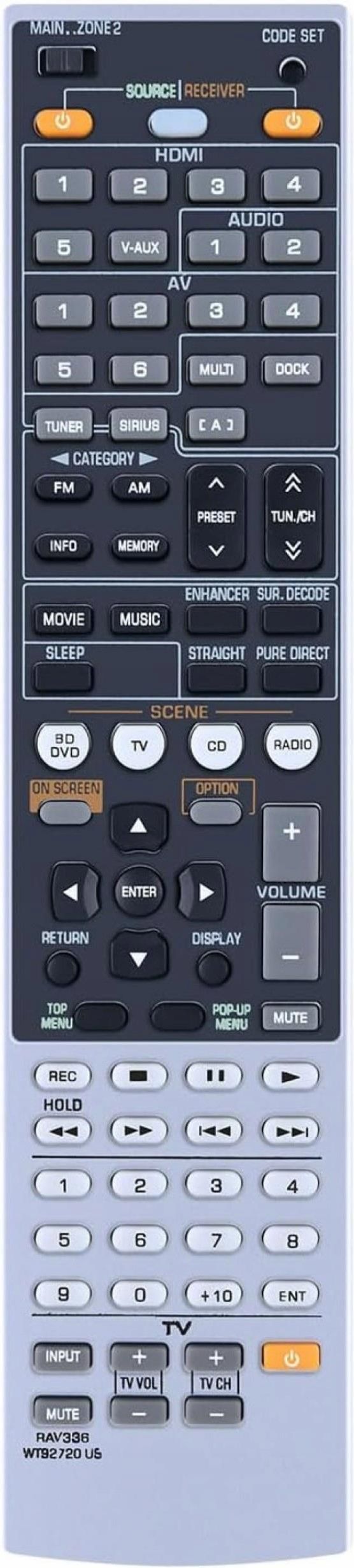 Pilot do telewizora Techtell Pilot RAV336 Do Amplitunera Yamaha WT92720 ...