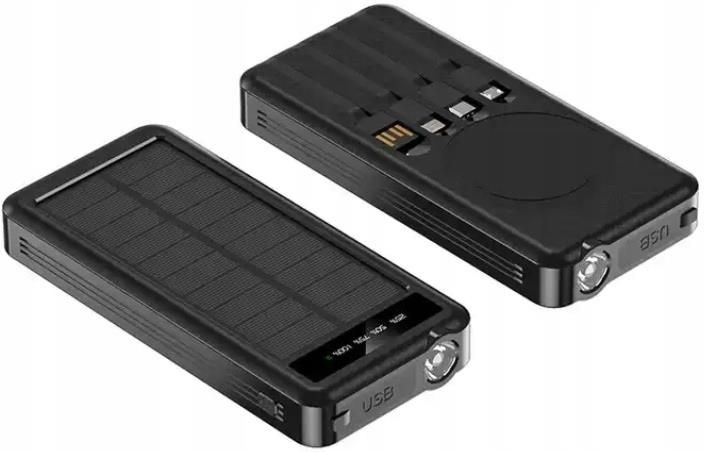 Powerbank Solar Solarny Power Bank 20000Mah 4X Kabel 3 X Usb Latarka ...