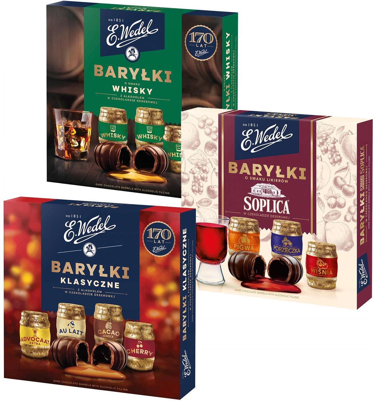 E.Wedel Baryłki Czekoladki Z Alkoholem Zestaw Mix 3 Smaków - Ceny i ...