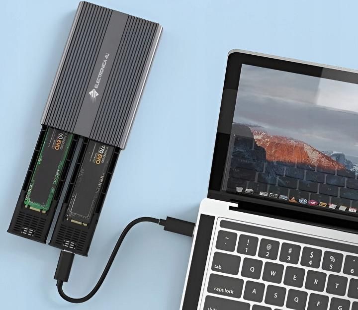 Obudowa zewnętrzna kieszeń na dwa dyski 2x SATA NVME SSD dysk M.2 USB C ...