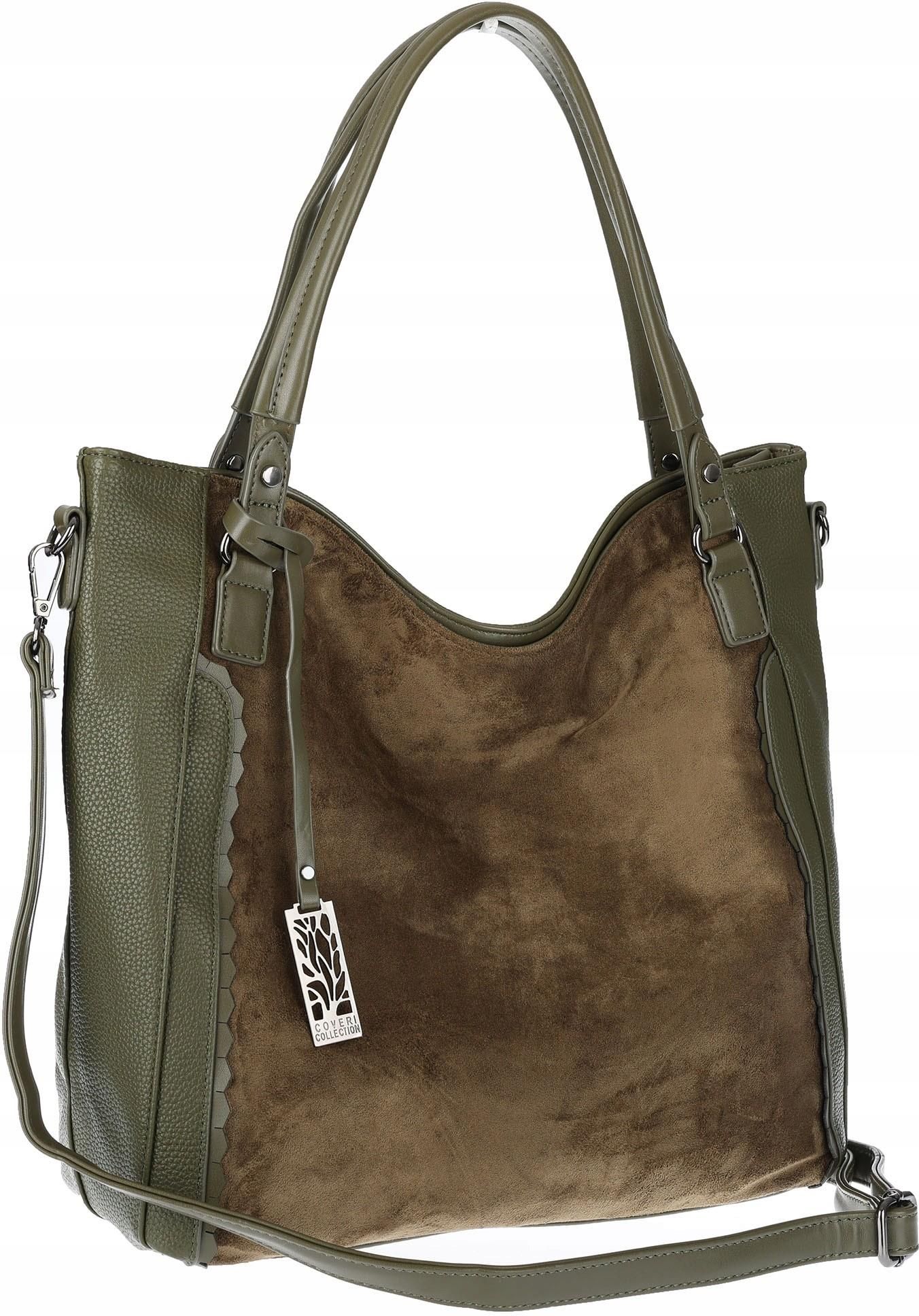 Torebka damska shopper A4 elegancka torba duża do pracy CC6631 Zielona ...