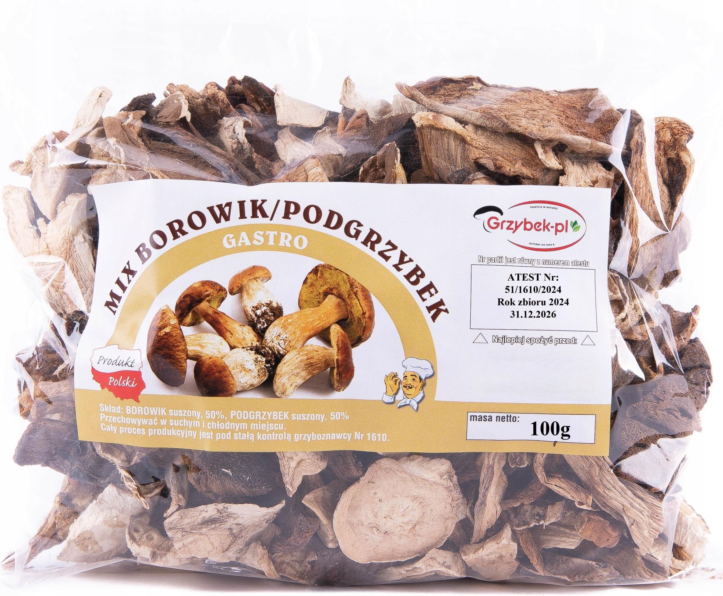 Grzybek Mix Borowik+Podgrzybek Gastro 100g Pl Atest 2024 Nowy Zbiór ...