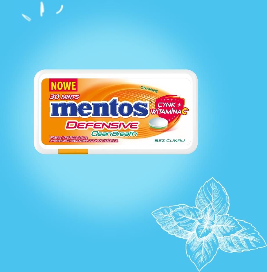 Mentos Dropsy Clean Breath Defensive Orange 12szt. X 21g Bez Cukru ...