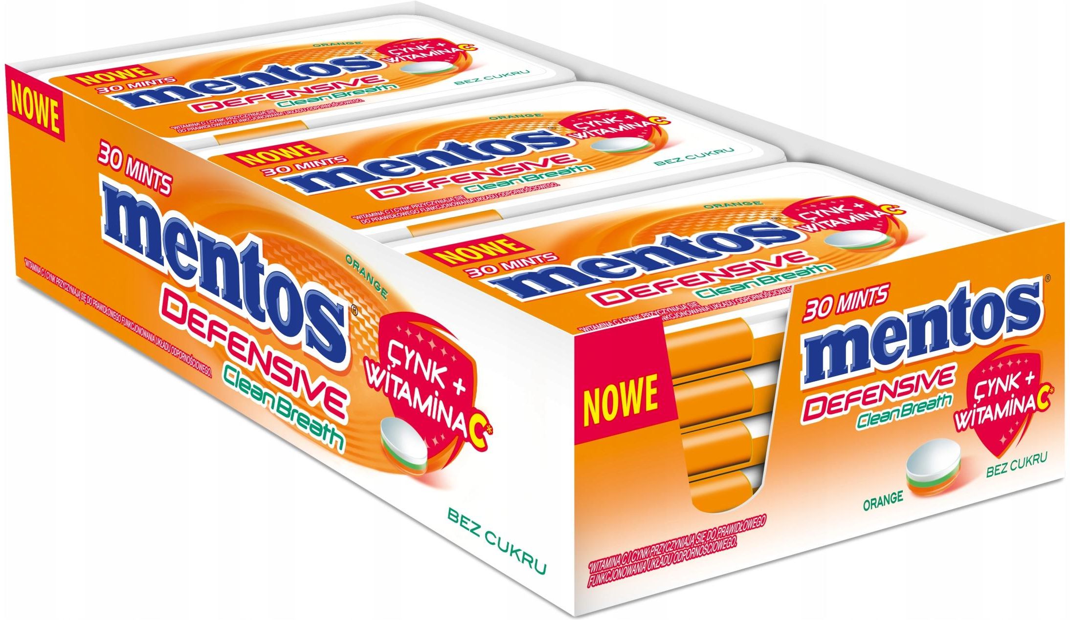 Mentos Dropsy Clean Breath Defensive Orange 12szt. X 21g Bez Cukru ...