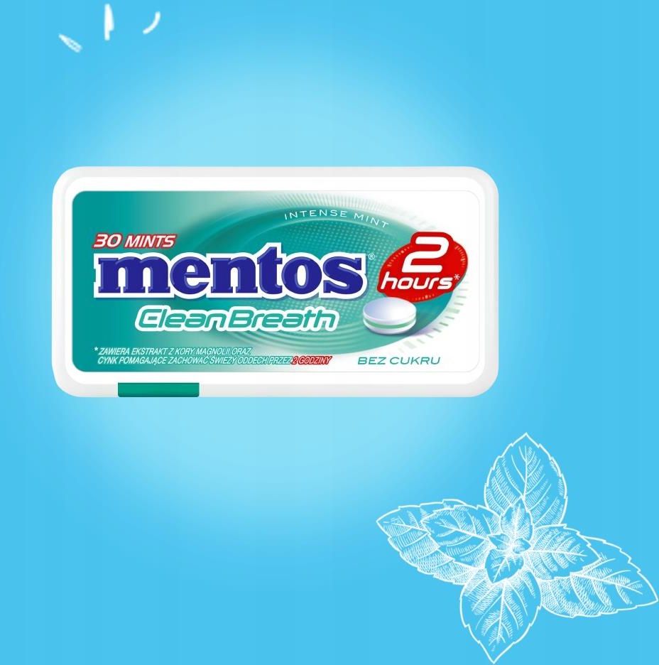 Mentos Clean Breath Pastylki Miętowe Odświeżające Oddech Intense Mint ...