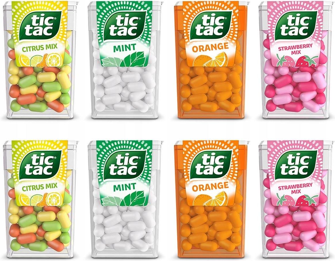Tic Tac Mix Smaków Mięta Pomarańcza Cytrusy Truskawka Draże 54g X 8 ...