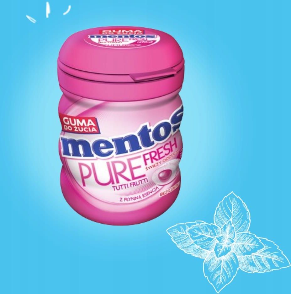 Mentos Pure Fresh Guma Do Żucia Bez Cukru Tutti Frutti Owocowa Mięta ...