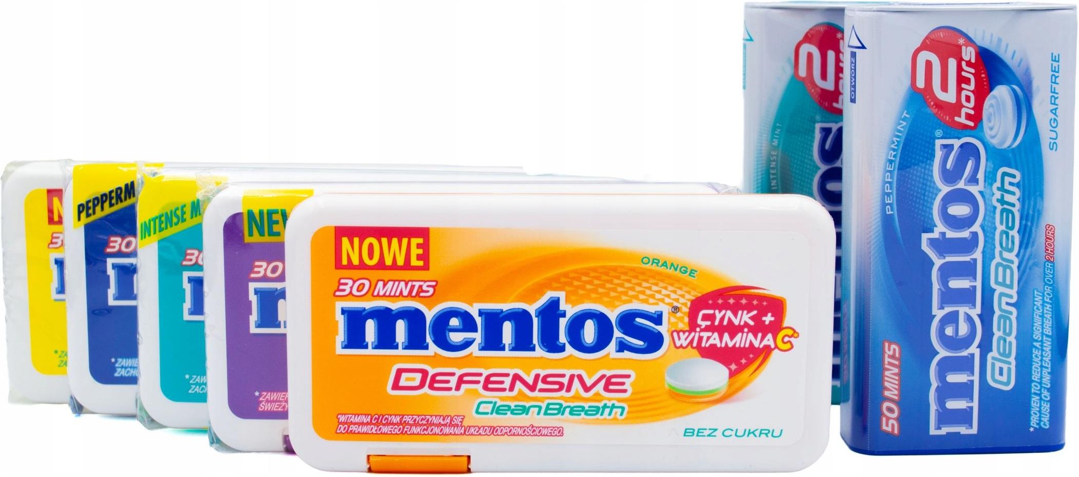 Mentos Clean Breath Miętowe Pastylki Zestaw 7 Opakowań 5 Smaków Mix ...