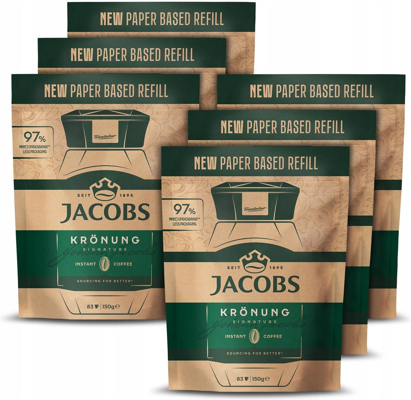 Kawa Jacobs Rozpuszczalna Krönung Refill Zapas Zestaw 6X 150g - Ceny i ...