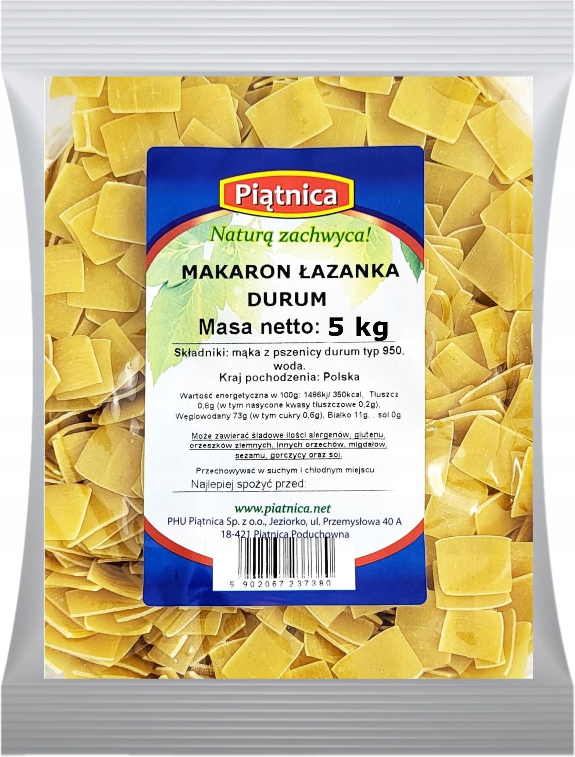 Piątnica Makaron Łazanka Durum Łazanki 5kg Tradycyjne - Ceny i opinie ...