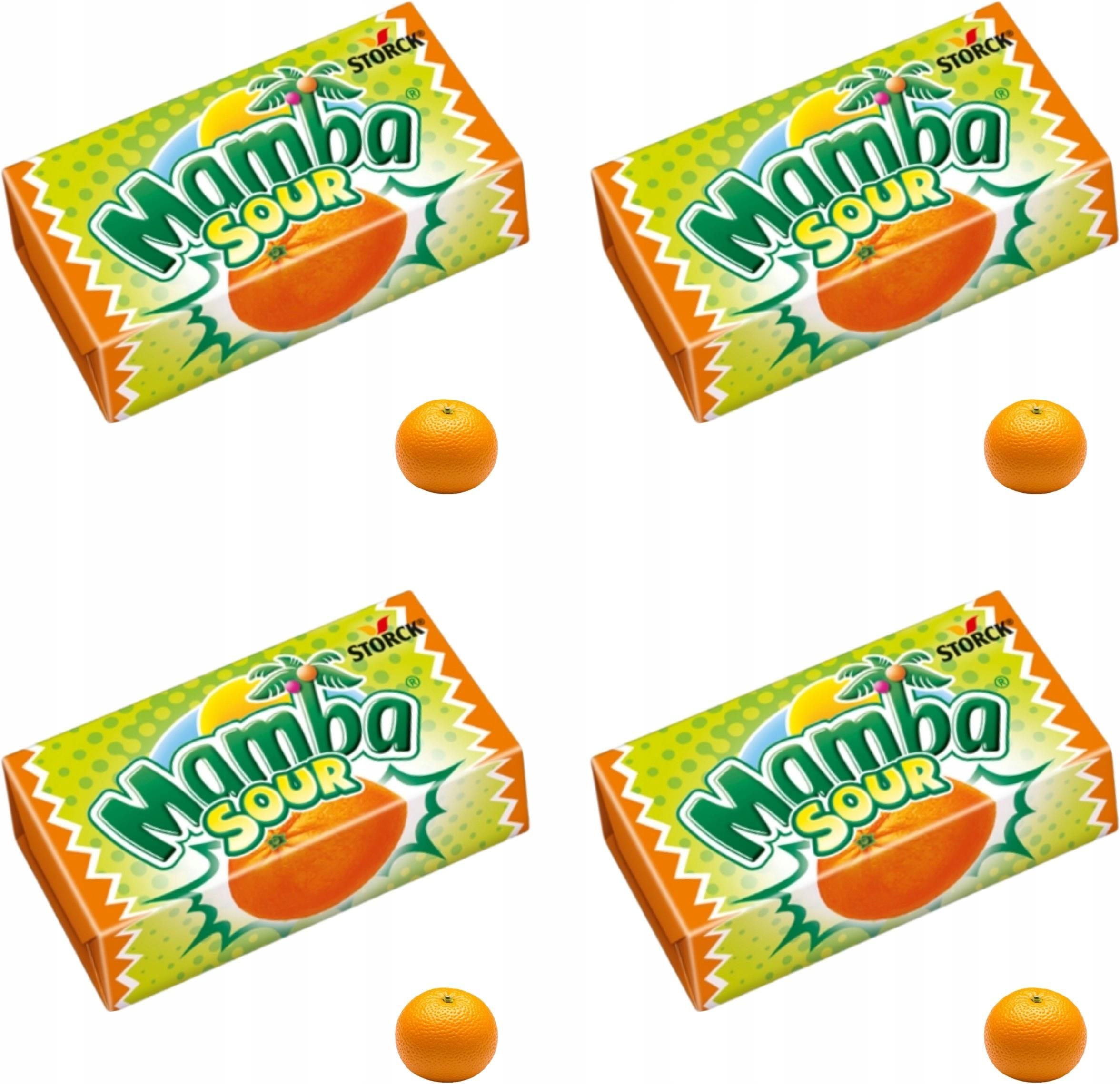 Mamba 4 X Sour Pomarańcza Kwaśna Rozpuszczalna Guma Do Żucia 26g - Ceny ...