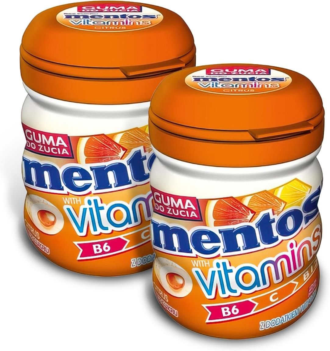 Mentos Guma Do Żucia Bez Cukru Cytrusowa Z Witaminami B6 B12 C 50g X2 ...