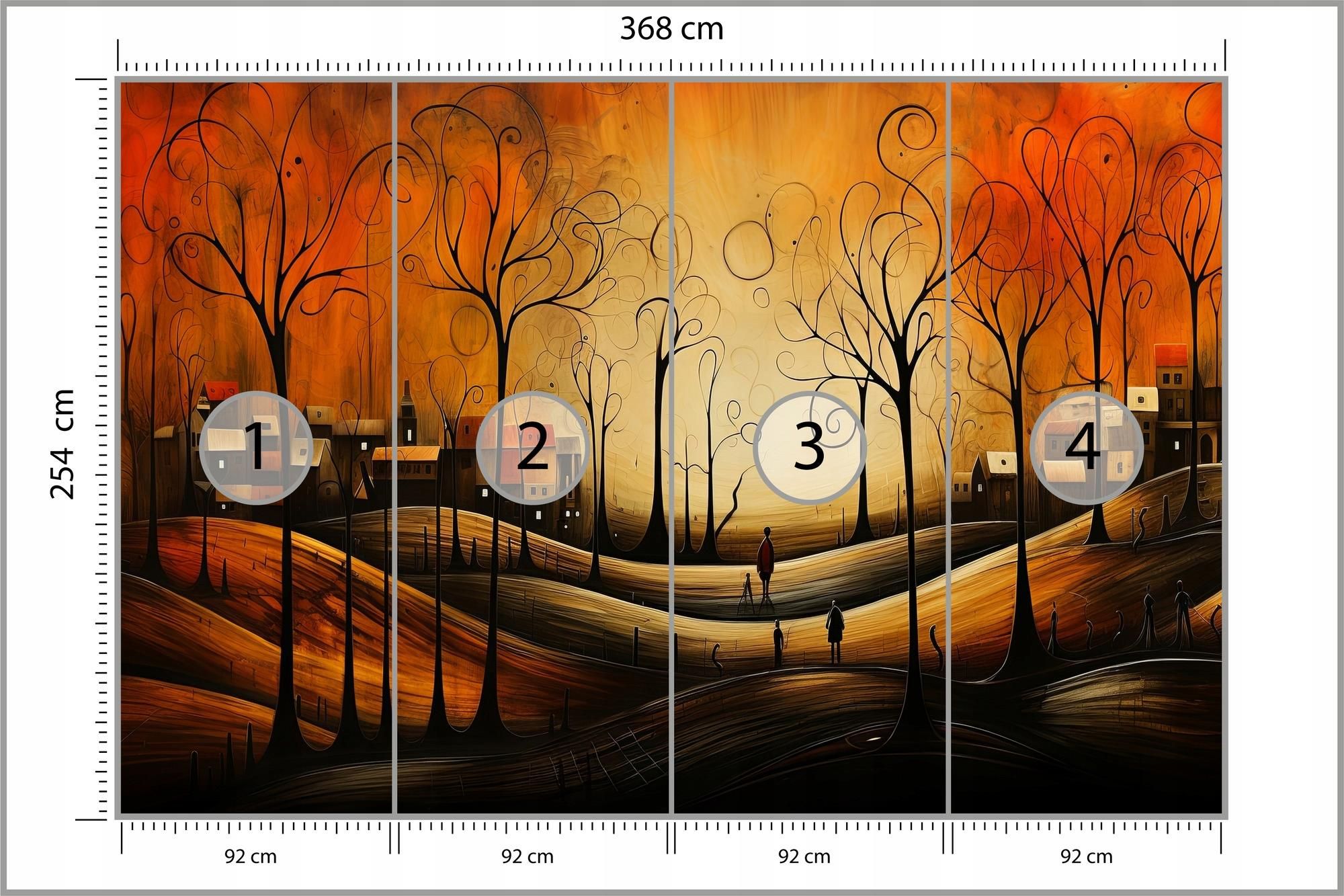 Fototapeta Foto Tapeta Park Las Drzewa Pola Wioska Grafika 368X254cm ...