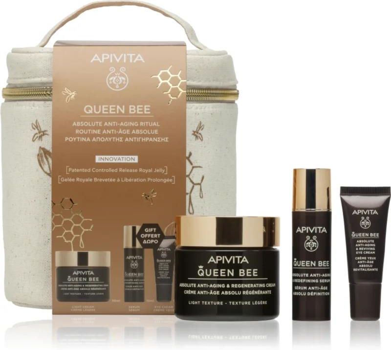 Apivita Queen Bee Anti-Aging Routine Set (with Light Cream) zestaw do pielęgnacji skóry twarzy o ...