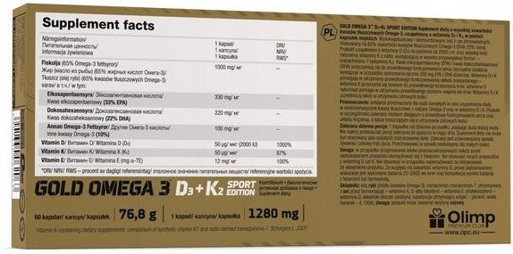 Olimp Gold Omega 3 D3+K2 Sport 120kaps. - Opinie i ceny na Ceneo.pl