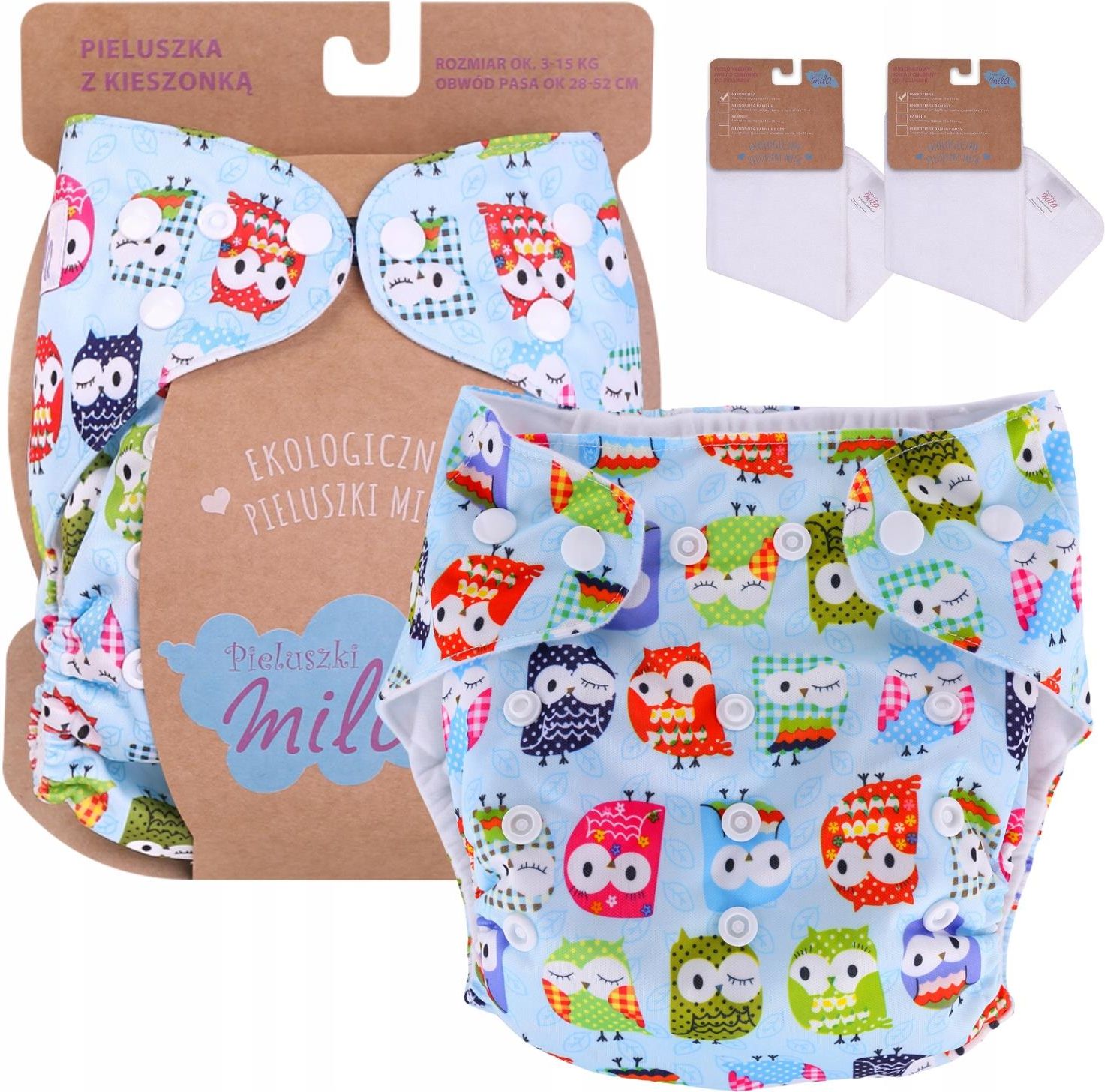Simed Pieluszka Wielorazowa Pielucha Z Kieszonka Sowy 3-15Kg 2 Wkłady ...