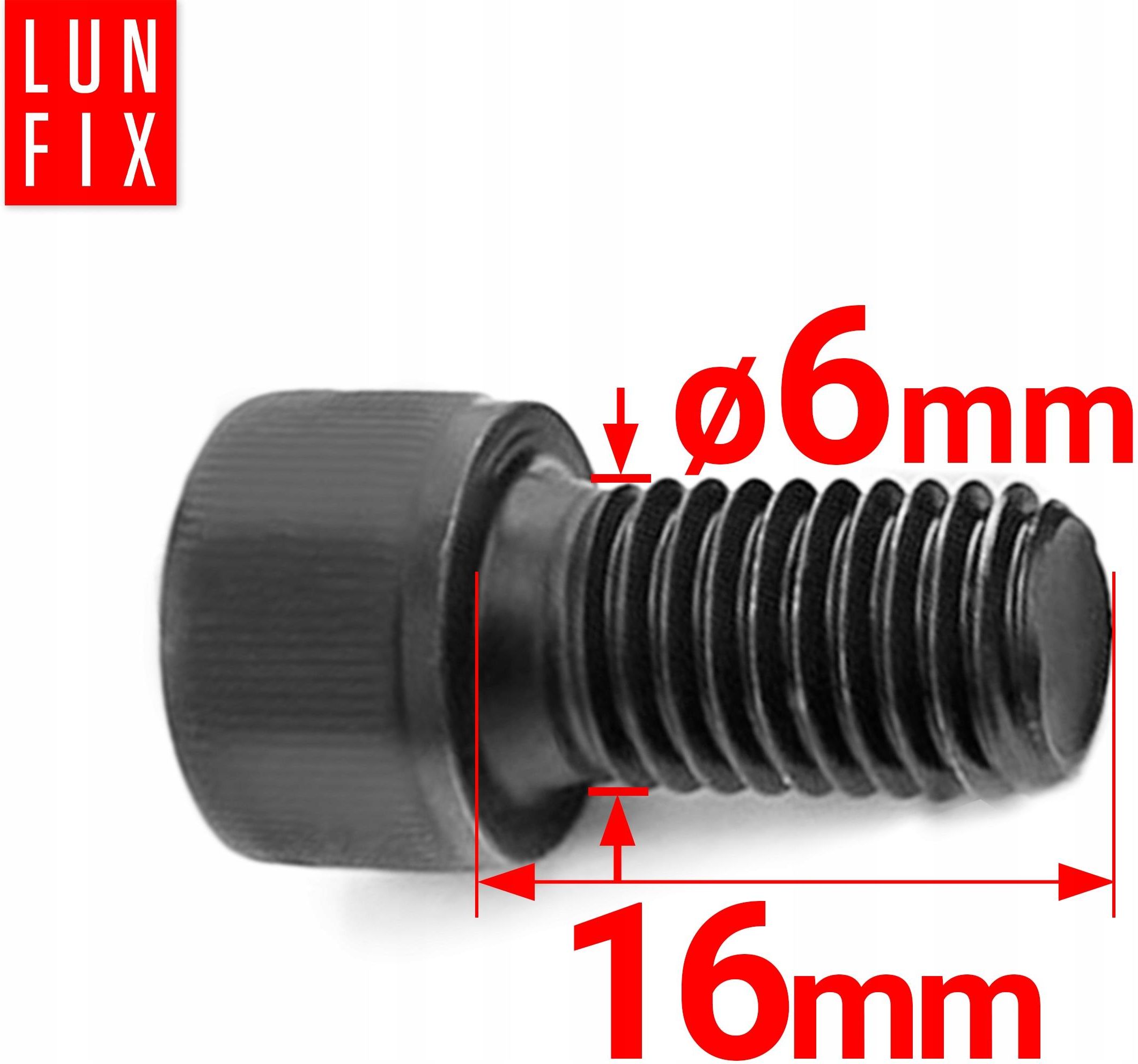 Lun Fix Śruba imbusowa M6x16 czarny ocynk z łbem walcowym DIN912 kl8.8 ampulowa 1kg 1868982719 ...