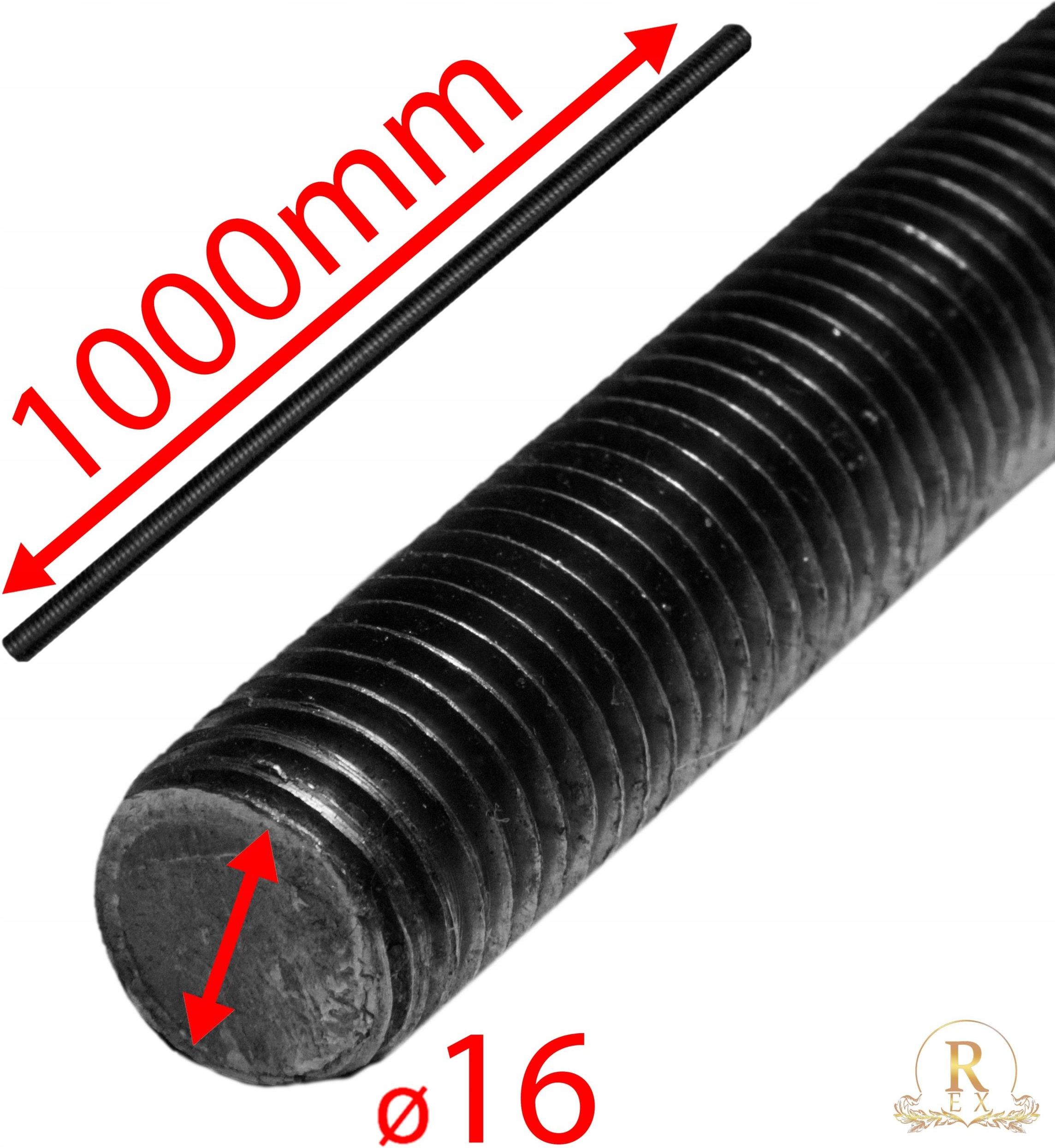 Rex Pręt Gwintowany Szpilka M16 kl.10.9 1000MM Czarny 10szt 1880607321 ...