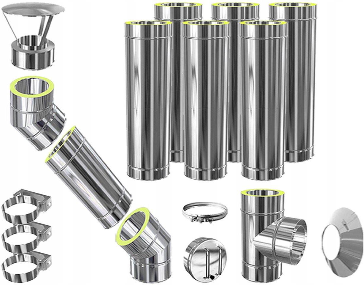 System kominkowy Mk Piec Stalowy Kaflowy Koza Komin 7M Dwuścienny Kwasówka Systemowy Fi 200 ...