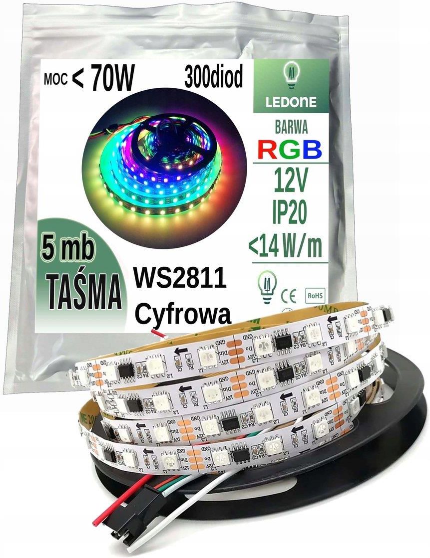 Led-One Taśma Led Rgb Ip20 Smd 300D 12V 70W Magic Ws2811 Adresowalna ...