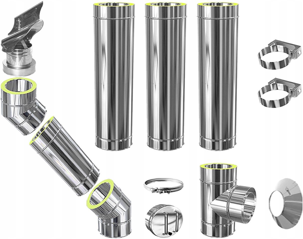 System kominkowy Mk Piec Stalowy Kaflowy Koza Wk440 Czarn Komin Izolowany Fi 150 Dwuścienny ...