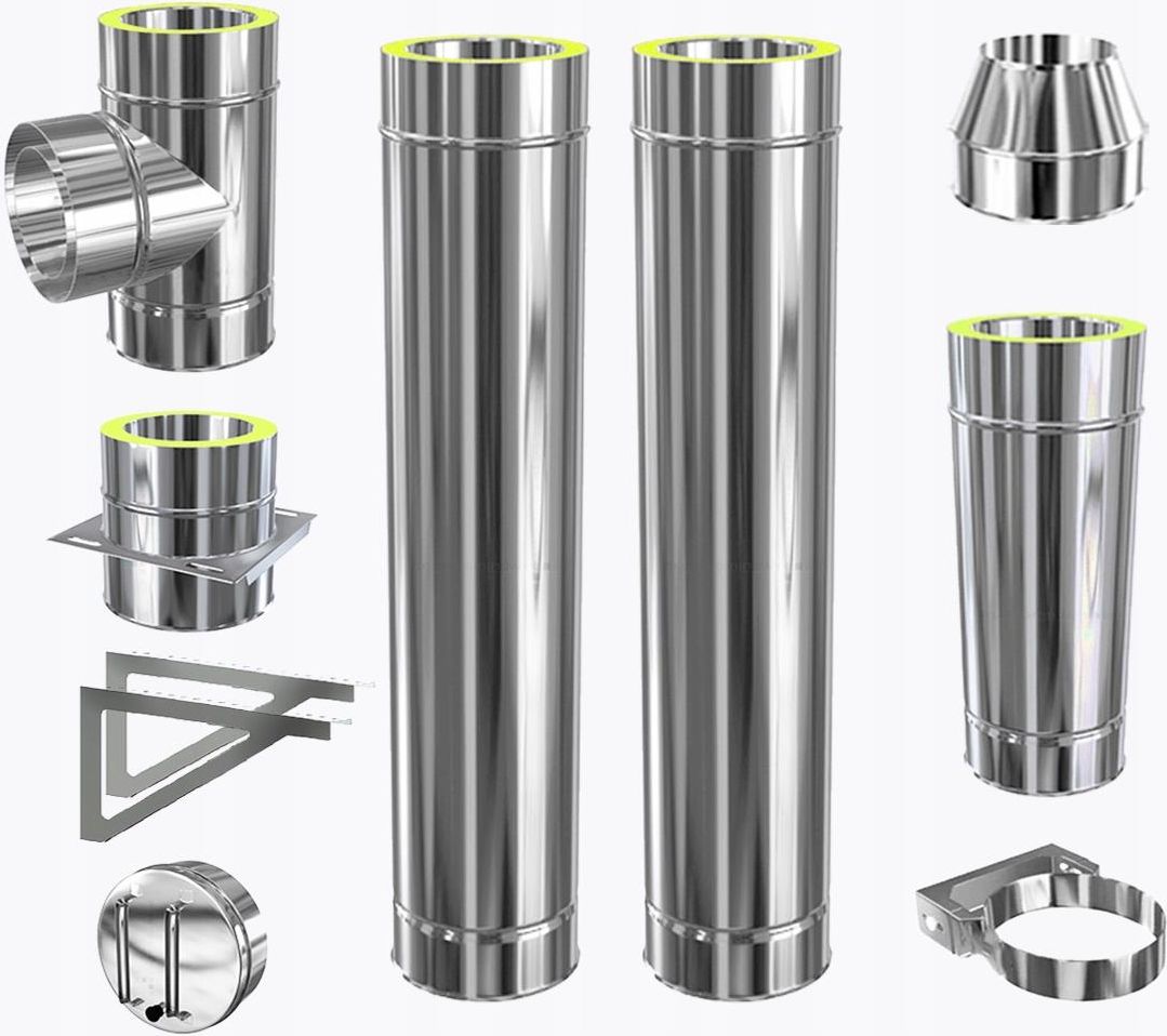 System kominkowy Mk Komin Fi 80 Izolowany 3M Zewnętrzny Piec Olej Przepracowany Z Nierdzewki ...