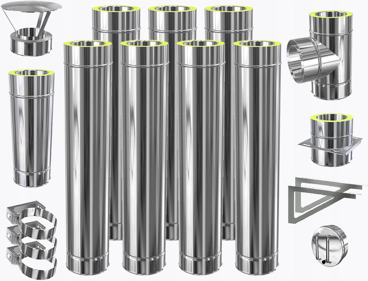 System kominkowy Mk Piec Stalowy Kaflowy Koza Wk 440 Czarny Komin Fi 180 Izolowany Zewnętrzny ...